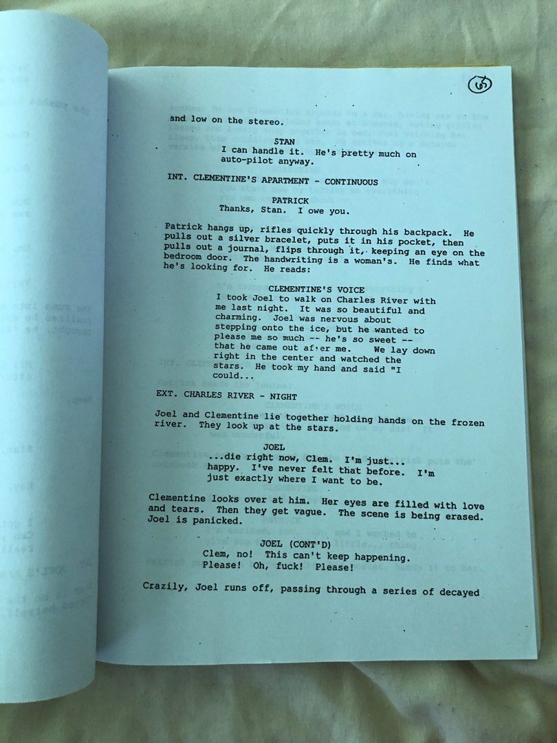 Eternal Sunshine of the Spotless Mind - Copy of Original Set Script ...