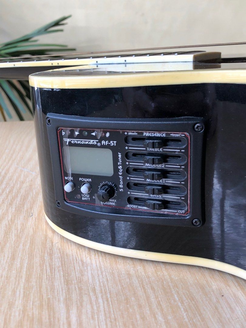 Fernando Black Acoustic Electric Guitar with Equalizer and Tuner ...