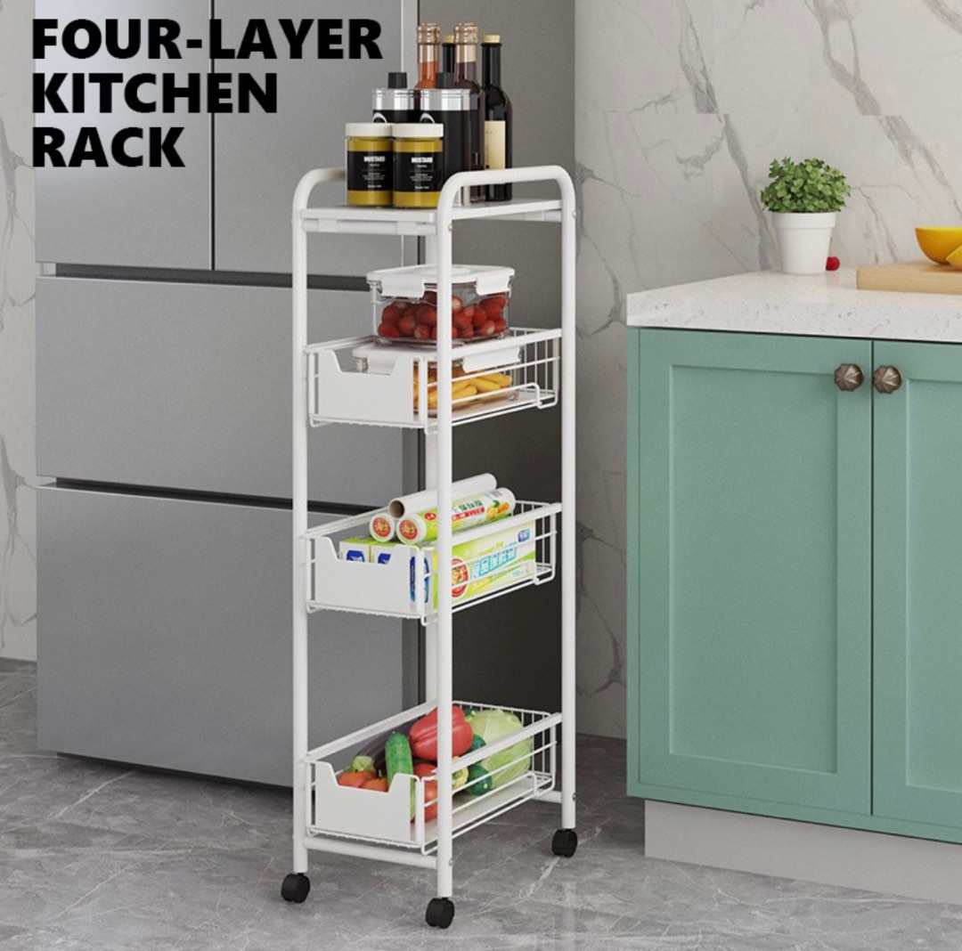Four-layer Multipurpose Rack (White), Furniture & Home Living ...
