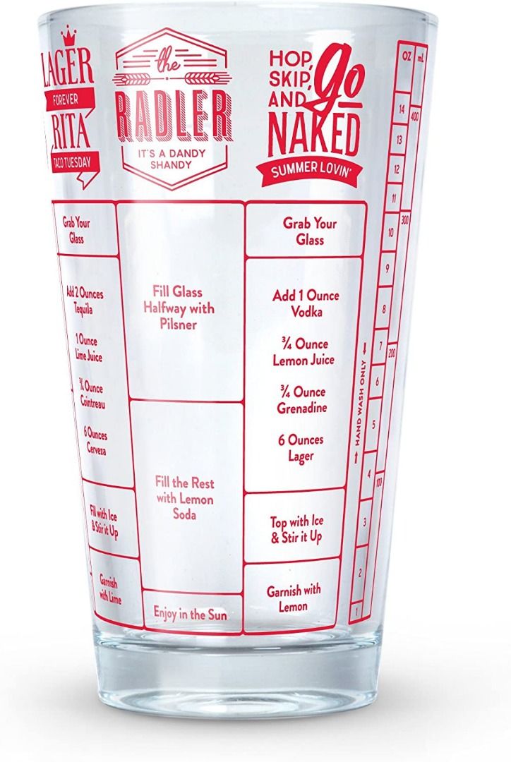 Fred GOOD MEASURE Cocktail Recipe Glass, Beer, Furniture & Home Living ...