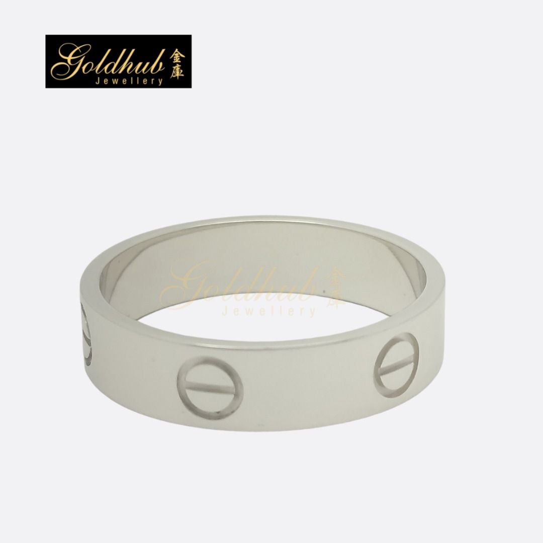 [Full set: EU 63] 18k Pre-loved Cartier Love Ring in White Gold | With ...