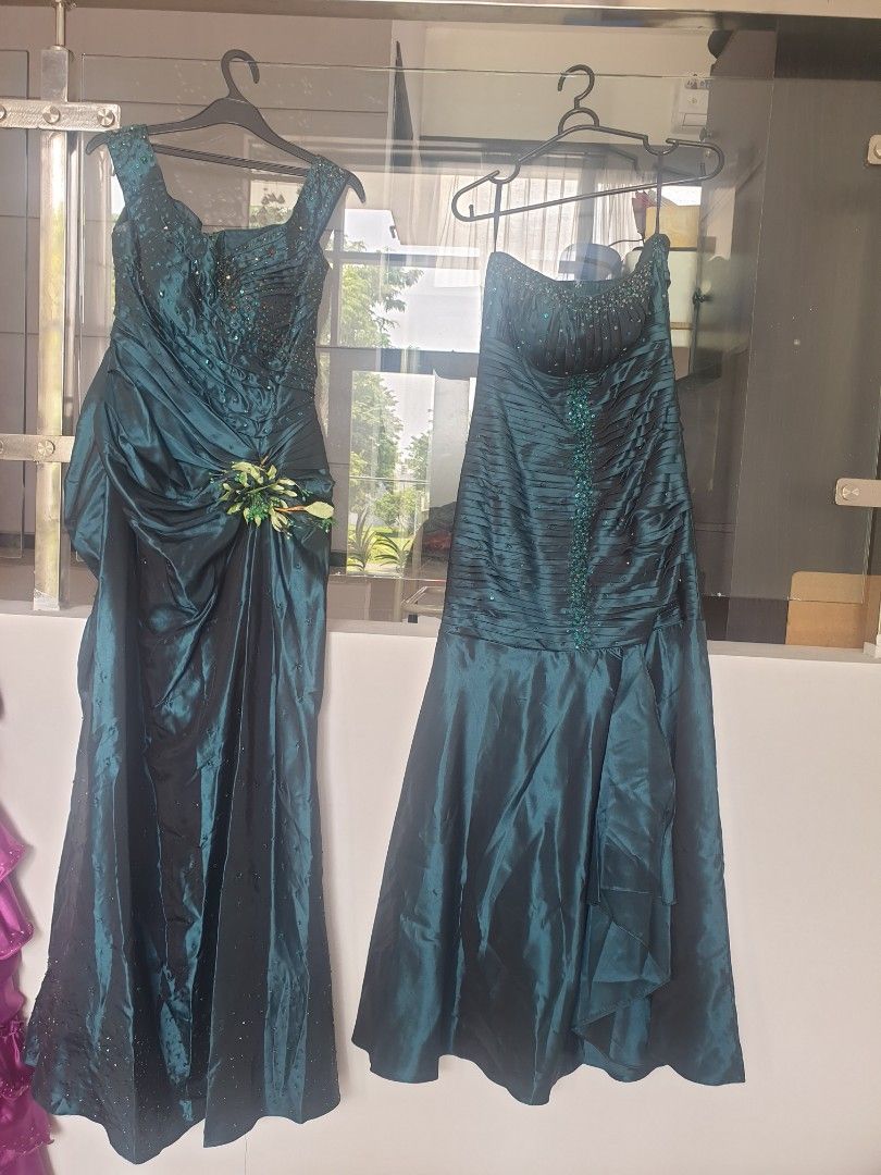 Gaun pesta hijau, Fesyen Wanita, Pakaian Wanita, Gaun & Rok di Carousell