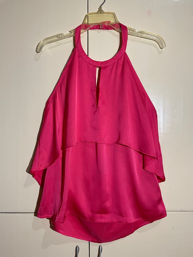 Guess Hot Pink Backless Top, Women's Fashion, Tops, Sleeveless on Carousell