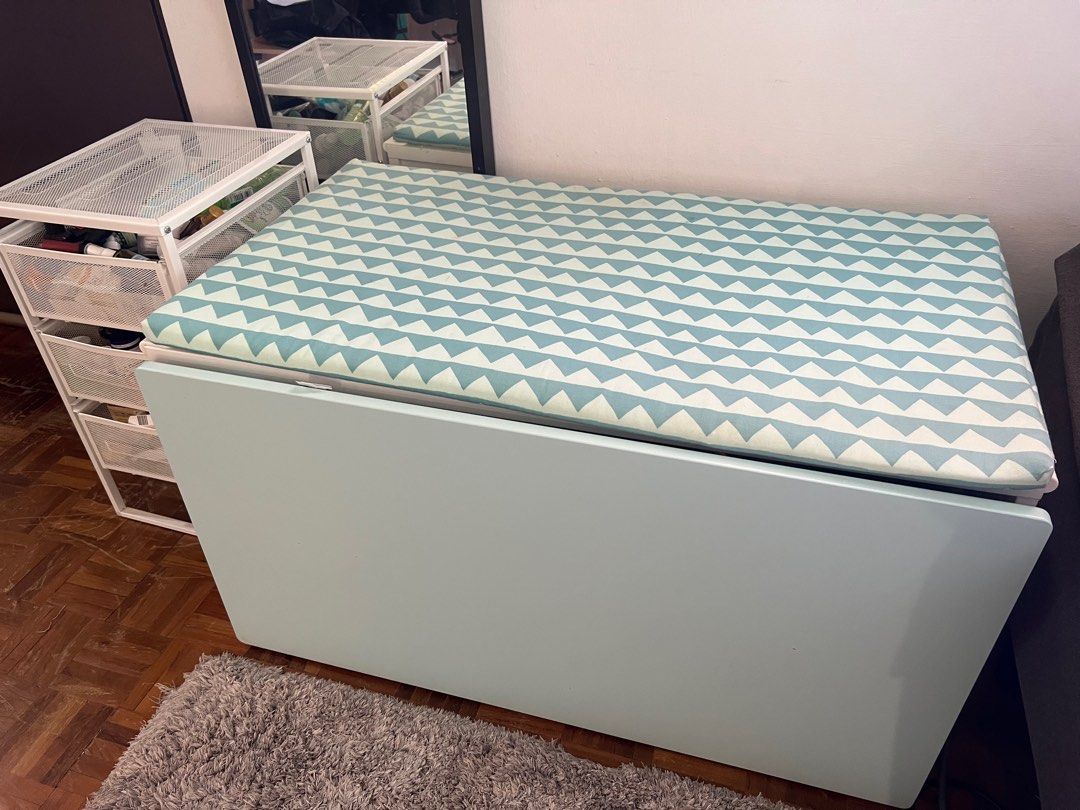 ikea Bench storage white/pale turquoise, 90x52x48 cm (comes with bench ...