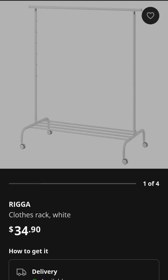 IKEA Rigga Clothes Rack White, Furniture & Home Living, Furniture ...
