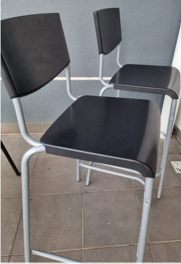 Ikea Stig Bar Stool Bar Stool With Backrest Black Grey 74 Cm Pair
