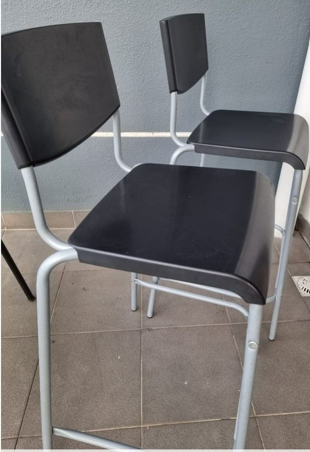 Ikea Stig Bar Stool Bar Stool With Backrest Black Grey 74 Cm Pair
