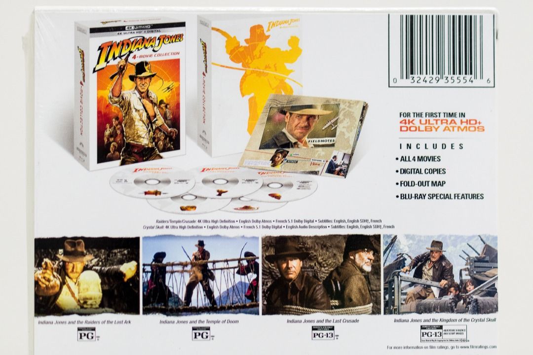 Indiana Jones: 4-Movie Collection 4K Blu-ray, Hobbies & Toys, Music ...