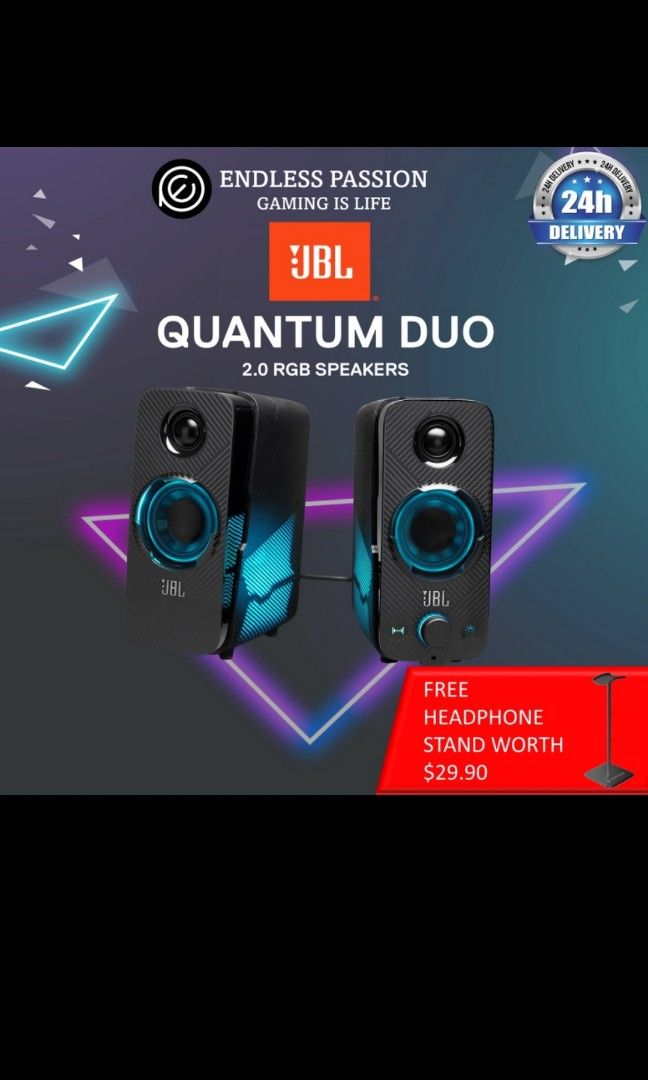 JBL Quantum Duo Gaming Speakers [FOC Headphone Stand], Audio, Soundbars ...