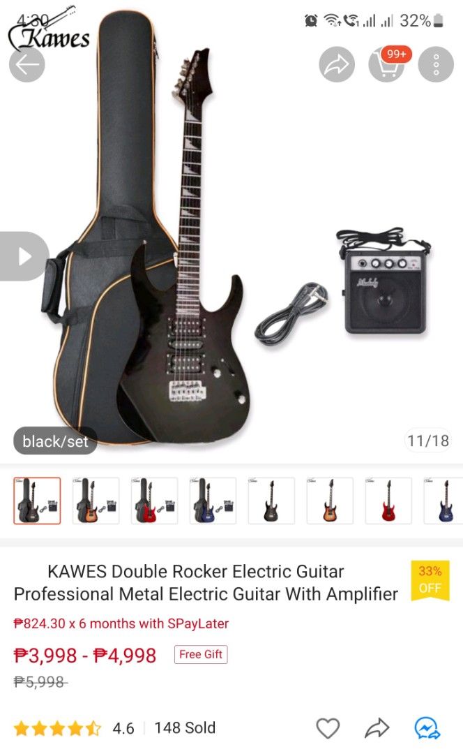 Kawes Electric Guitar with Amplifier (Brand new and unopened), Hobbies ...