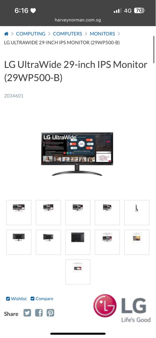 LG UltraWide 29-inch IPS Monitor (29WP500-B), Computers & Tech ...