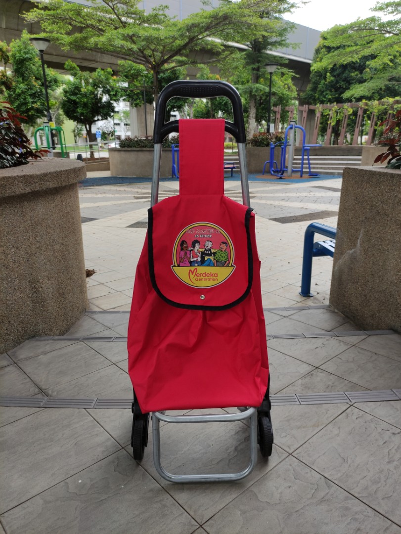 Light Weight Staircase Climbling Red Foldable Shopping Trolley ...