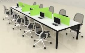 Linear Workstation Table, Office Table with partition, Office partition ...