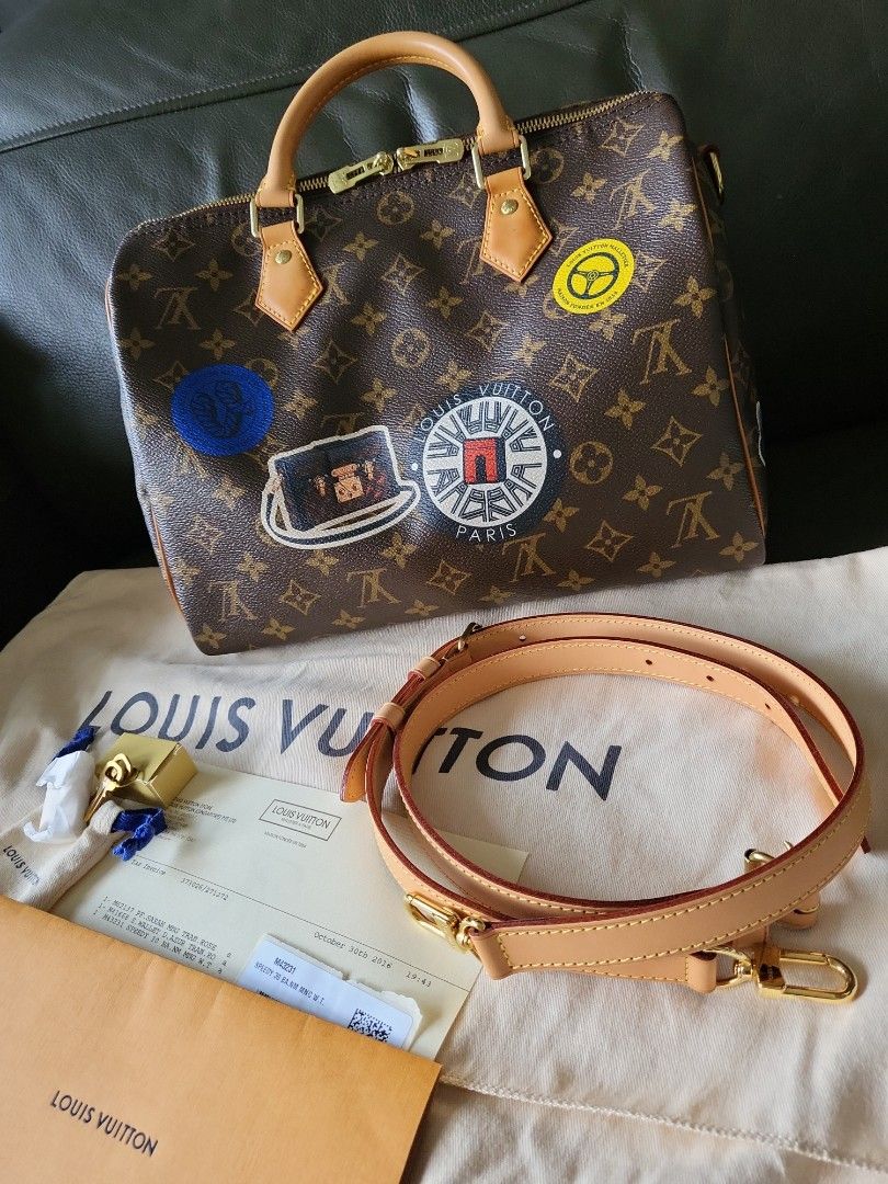 Louis Vuitton LV World Tour Monogram Speedy 30 Bandouliere, Luxury ...