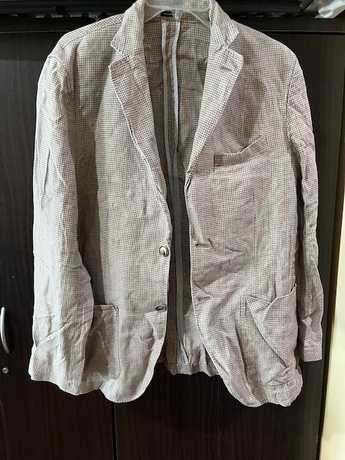 Massimo Dutti Brown Houndstooth Linen Jacket Blazer, Men's Fashion ...