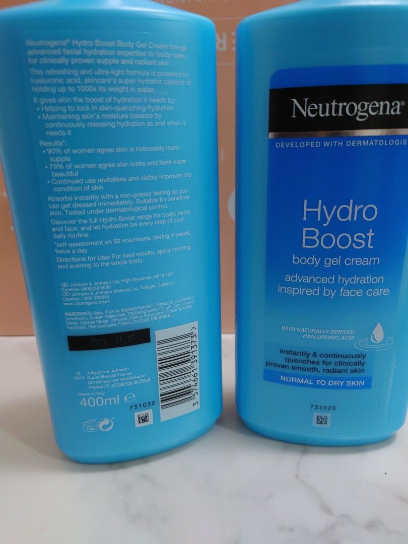 Neutrogena Hydro Boost Body Gel Cream with hyaluronic acid 400ml, 美容 ...