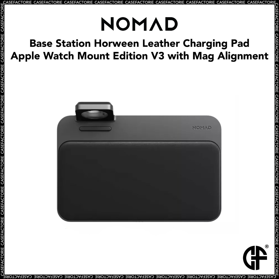 Nomad Base Station Horween Leather Charging Pad Apple Watch Mount Edition V3 with Mag Alignment ...