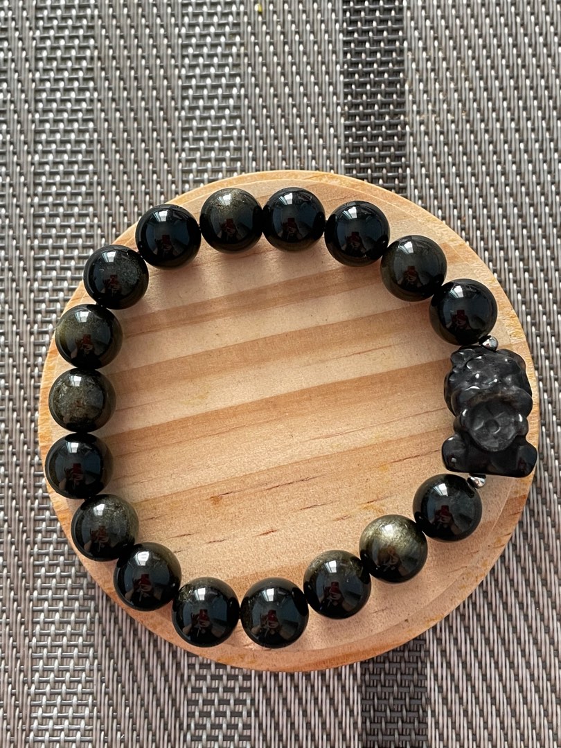 Obsidian Crystal Bracelet, Men's Fashion, Watches & Accessories ...