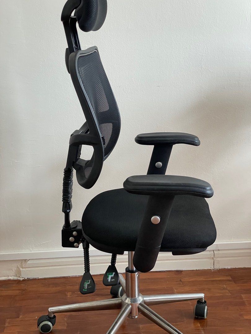 Office Chair w/ Head & Arm Rest Adjustable, Furniture & Home Living ...