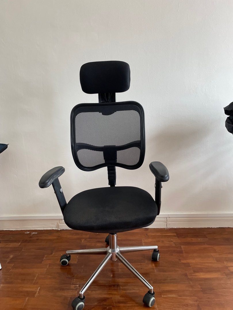 Office Chair w/ Head & Arm Rest Adjustable, Furniture & Home Living ...