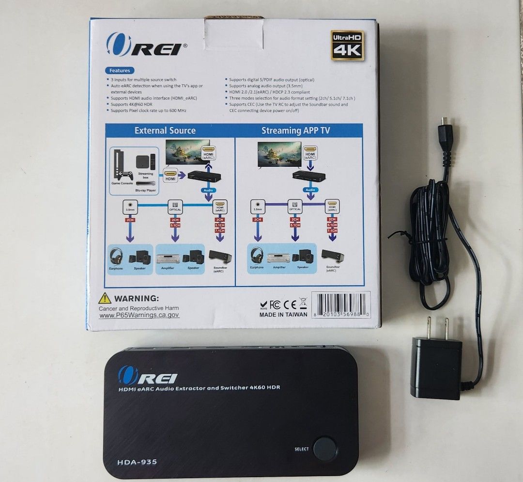 Orei HDA-935 hdmi 2.1 earc audio extractor, TV & Home Appliances, TV ...