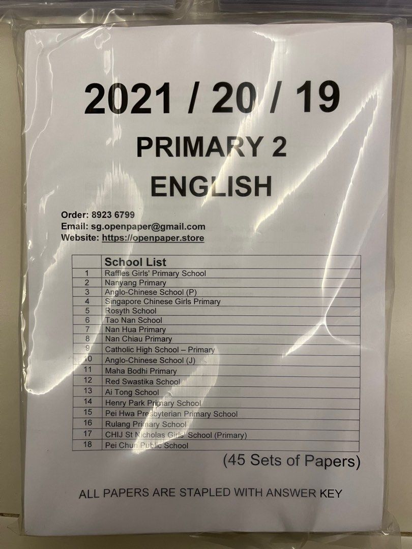 Past Year Exam Paper (Primary 2), Hobbies & Toys, Books & Magazines ...