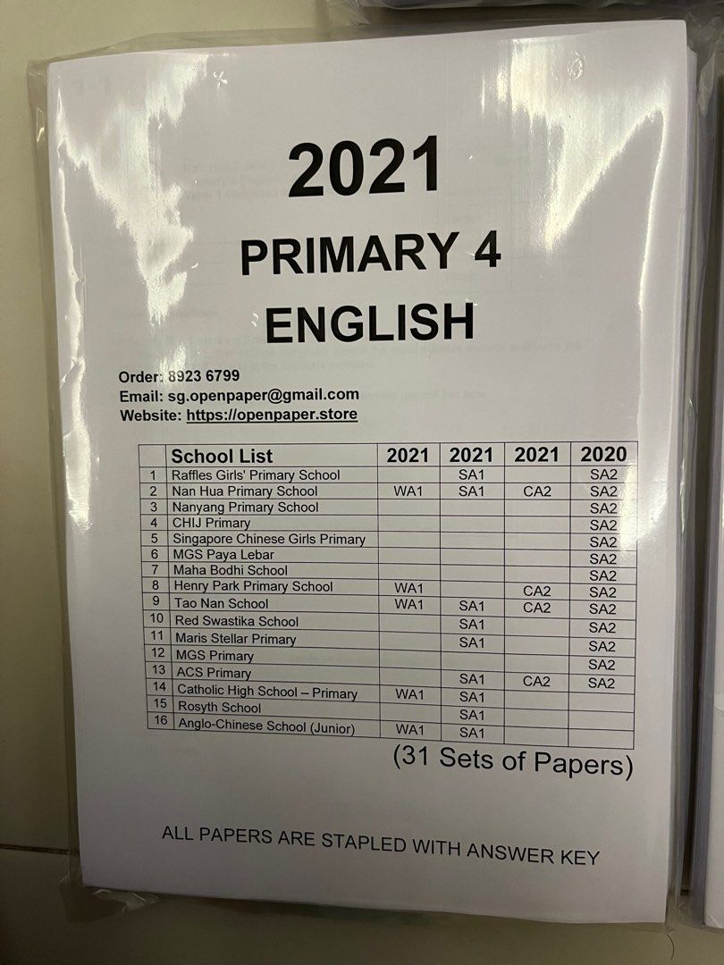 Past Year Exam Paper (Primary 4), Hobbies & Toys, Books & Magazines ...