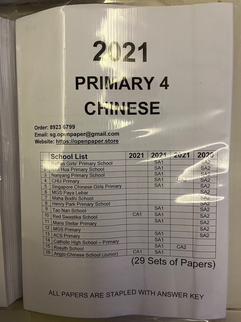 Past Year Exam Paper (Primary 4), Hobbies & Toys, Books & Magazines ...