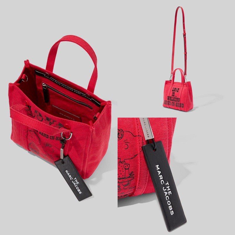 Peanuts x Marc Jacobs The Mini Tag Tote Bag in Red, Luxury, Bags ...