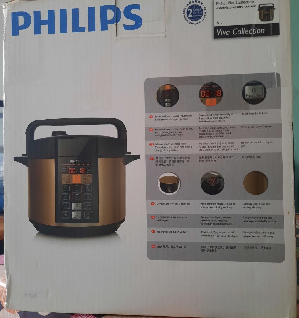 Philips Electric Pressure Cooker 6L, TV & Home Appliances, Kitchen ...