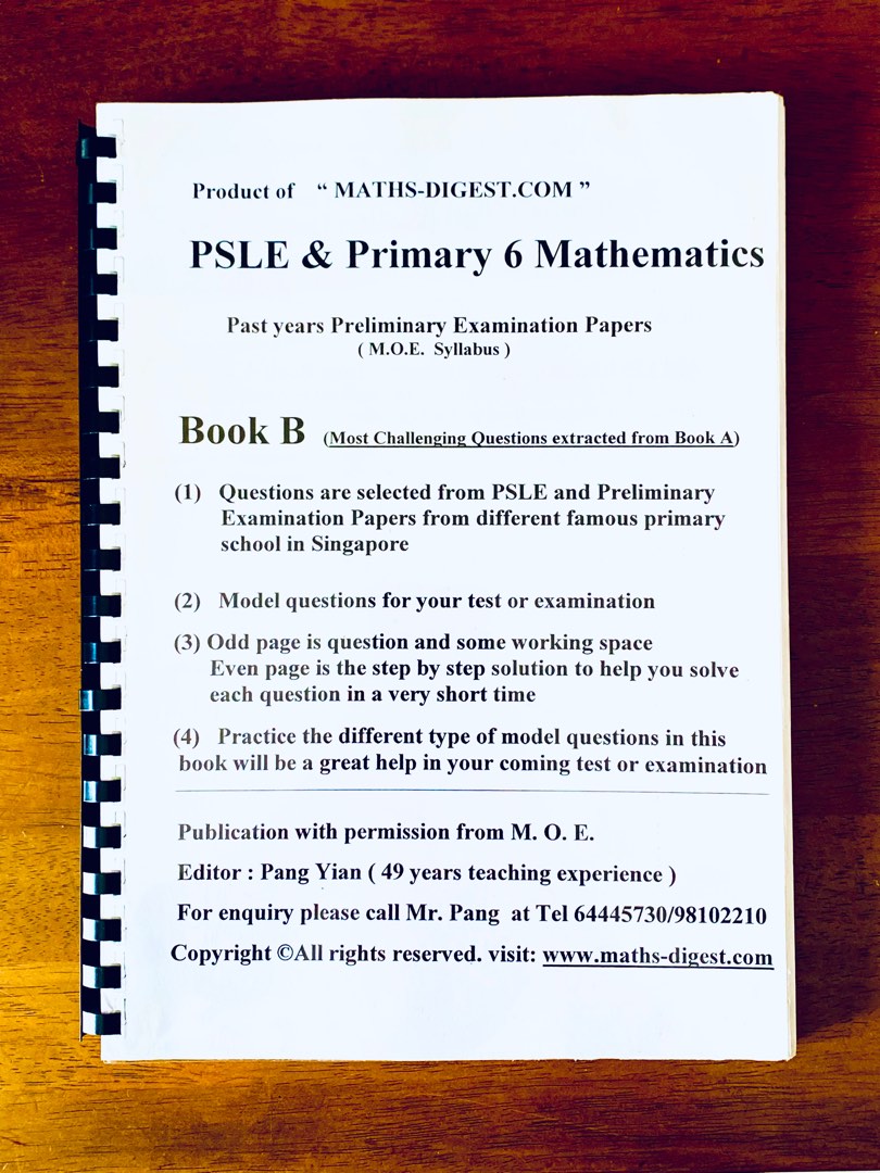[PSLE MATHS DIGEST] Book B: Most Challenging Questions extracted from ...