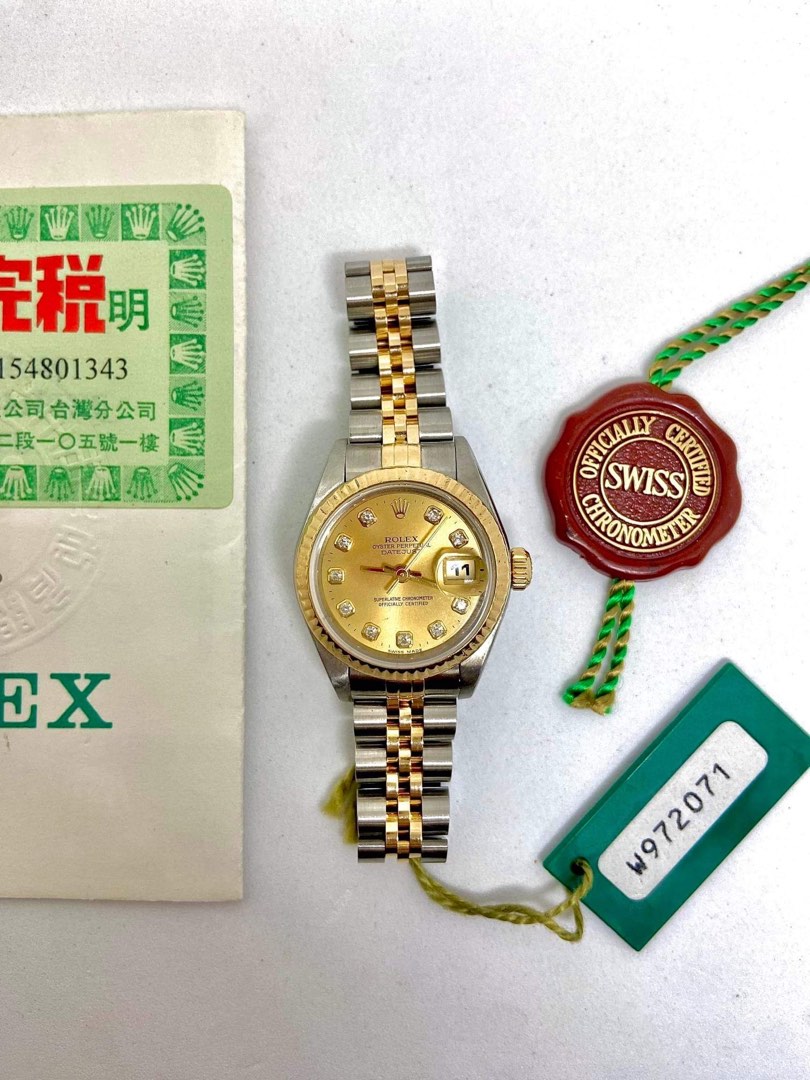 Rolex 1993 Lady datejust champagne diamond dialTwo tone 26mm, Luxury ...