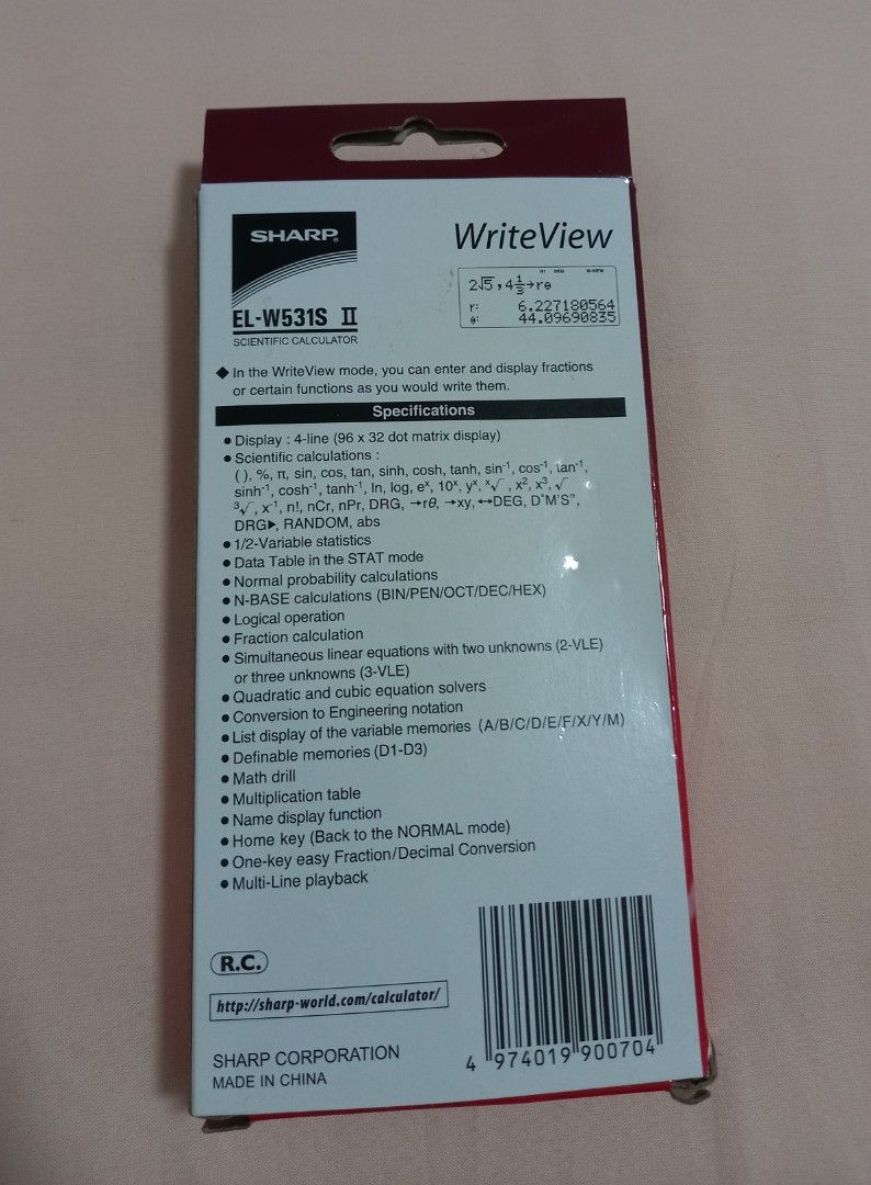 Sharp Scientific Calculator EL-W531S, Hobbies & Toys, Stationery ...
