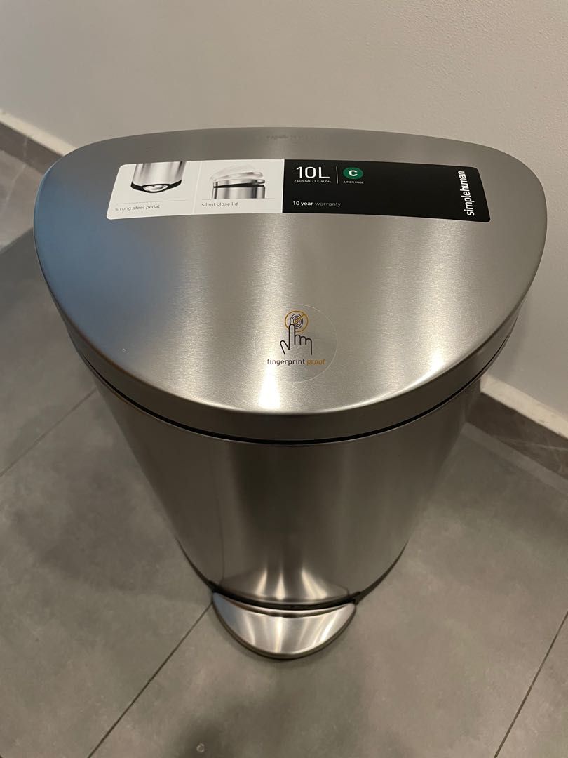 Simple Human semi round step trash bin 10L, Furniture & Home Living ...