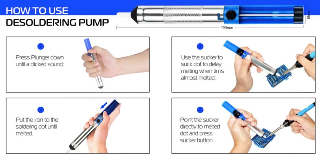 Solder Sucker Desoldering Pump,Electric Soldering Iron Auxiliary Tool Manual Desoldering Suction ...