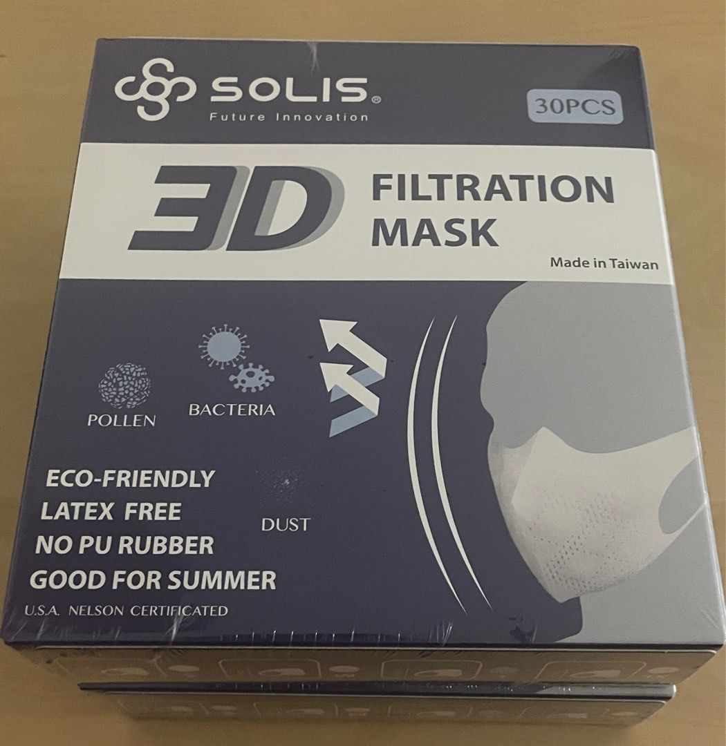 台灣Solis 3D Filtration Mask (size L), 健康及營養食用品, 口罩、面罩 - Carousell