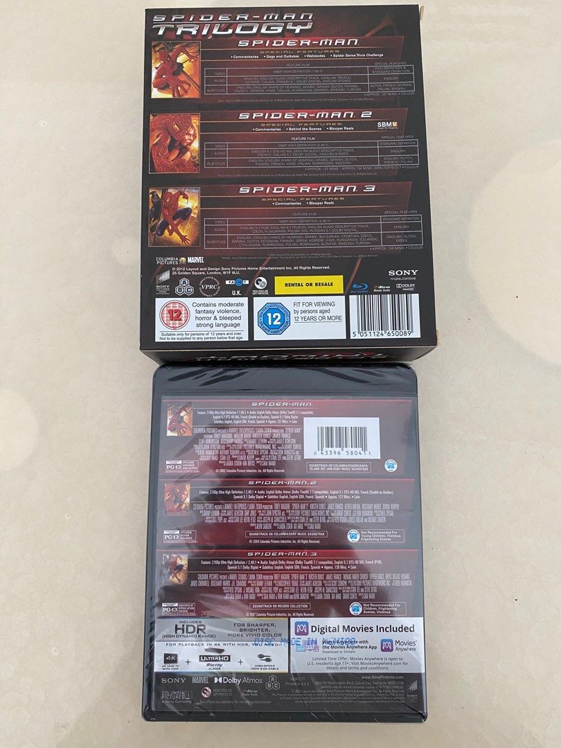 Spider-Man Trilogy 4K & Blu Ray Collection, Hobbies & Toys, Music ...