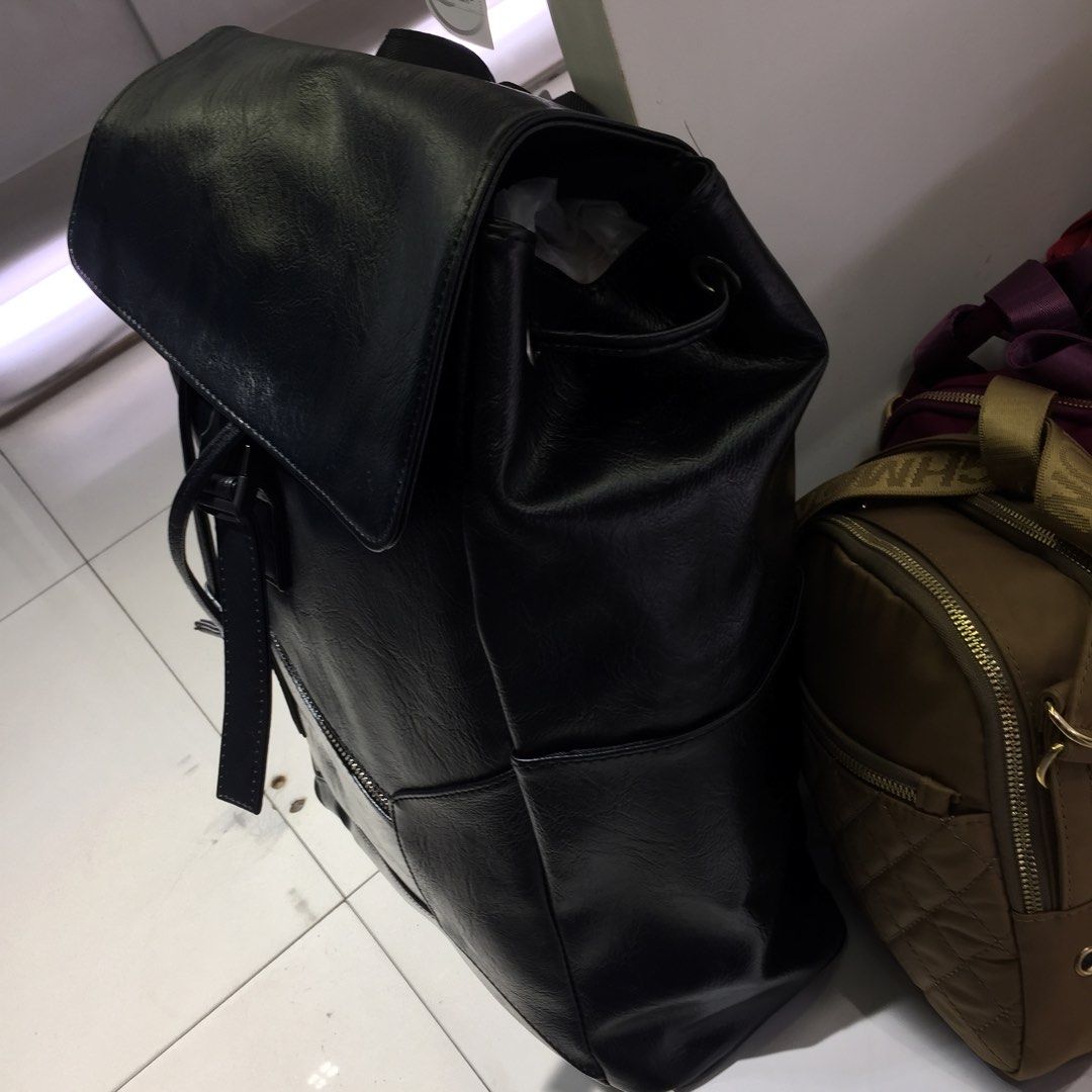tas ransel jumbo ukuran besar big huge size backpack black leather ...