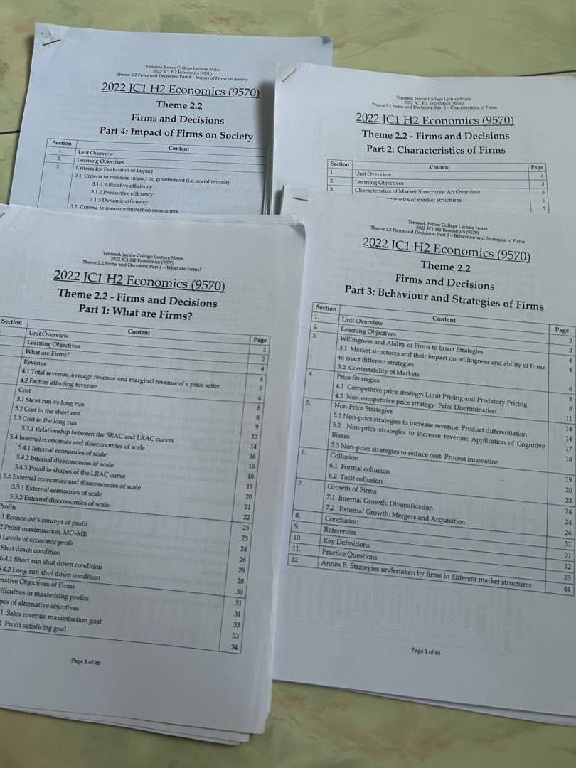 tjc econs firms notes (all parts), Hobbies & Toys, Books & Magazines ...