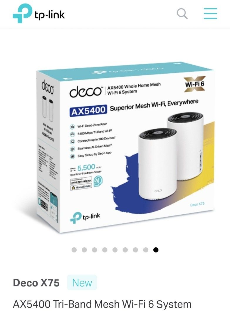 Tp link Deco X75 2 Units ( Tri band ) AX5400, Computers & Tech, Parts ...