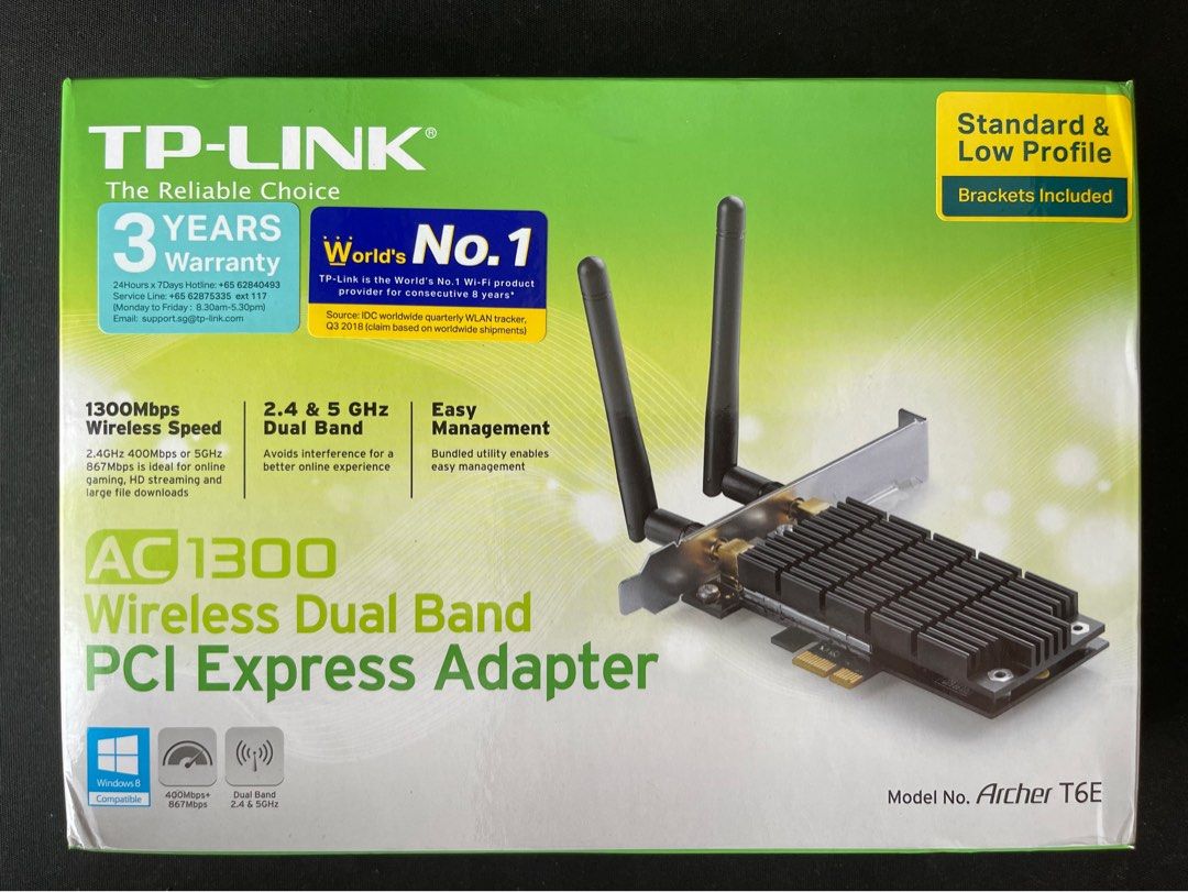 TP-Link Archer T6E AC1300 Wireless Dual Band PCI Express Adapter ...