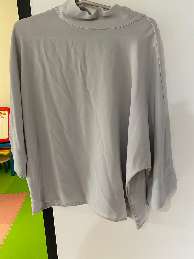 Uniqlo high neck blouse, Women's Fashion, Tops, Blouses on Carousell