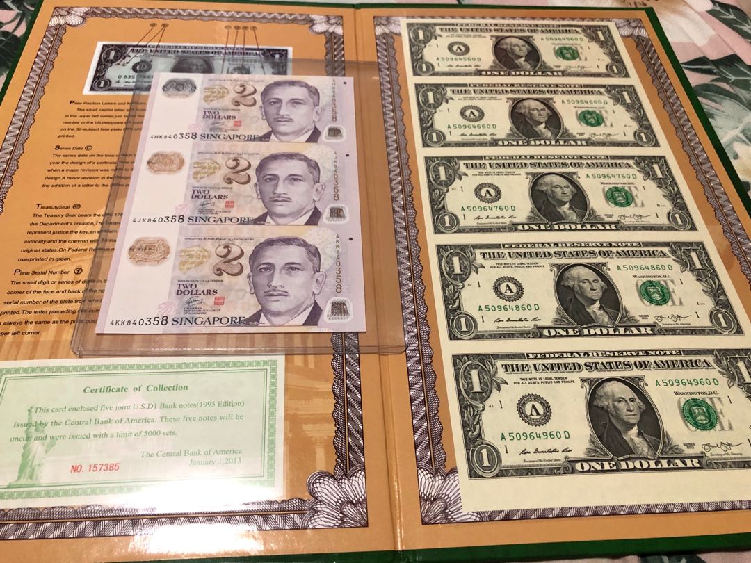 USD 1 & SGD 2 uncut, Hobbies & Toys, Memorabilia & Collectibles ...