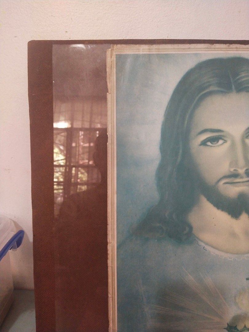 vintage Classic Jesus & Sacred Heart Portrait/Missing frames/1970s era ...