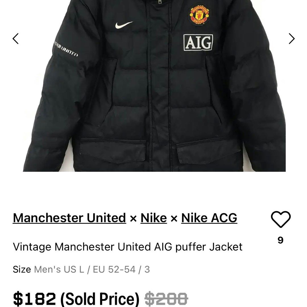 Vintage Manchester United Windbreaker Puffer Jacket, Men's Fashion ...
