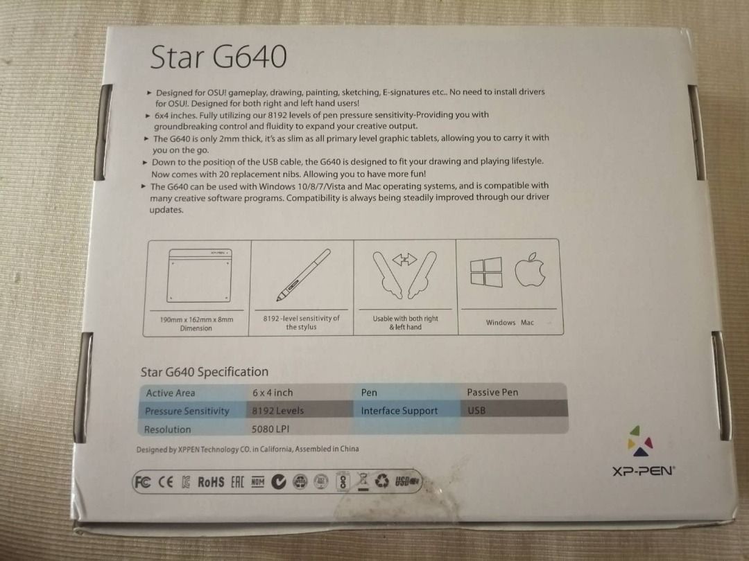 XP-PEN G640 drawing tablet, Computers & Tech, Parts & Accessories ...