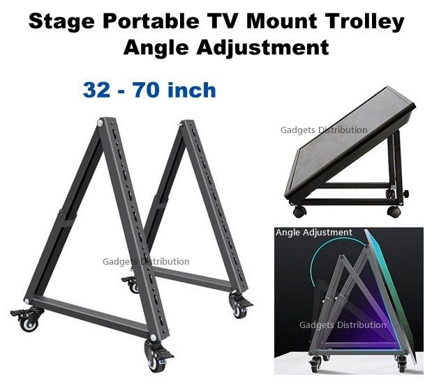 32 - 70 inch Stage Portable Rolling TV Trolley Stand Cart Bracket Mount ...
