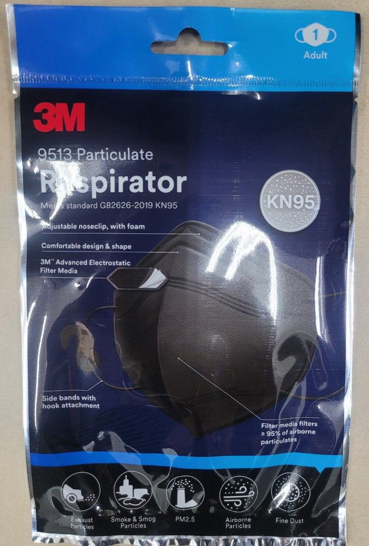 3M 9513 Particulate Respirator (Black), Health & Nutrition, Face Masks ...