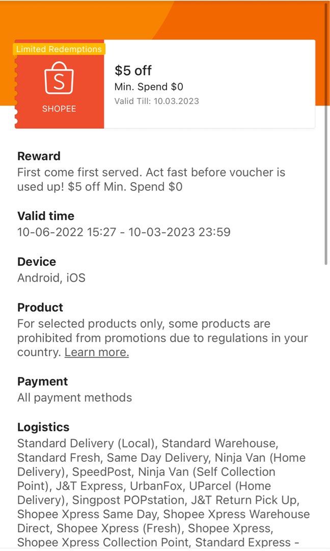$5 Shopee voucher, Tickets & Vouchers, Vouchers on Carousell