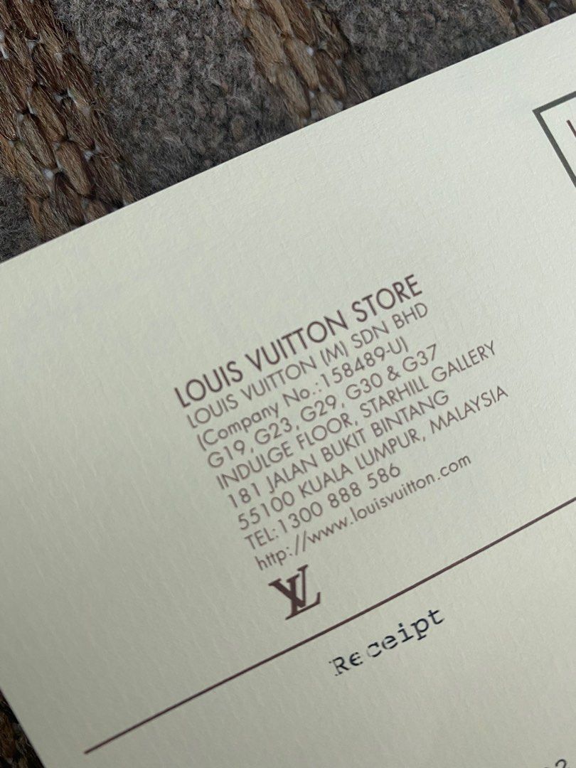 authentic LV KL receipt, Luxury, Bags & Wallets on Carousell